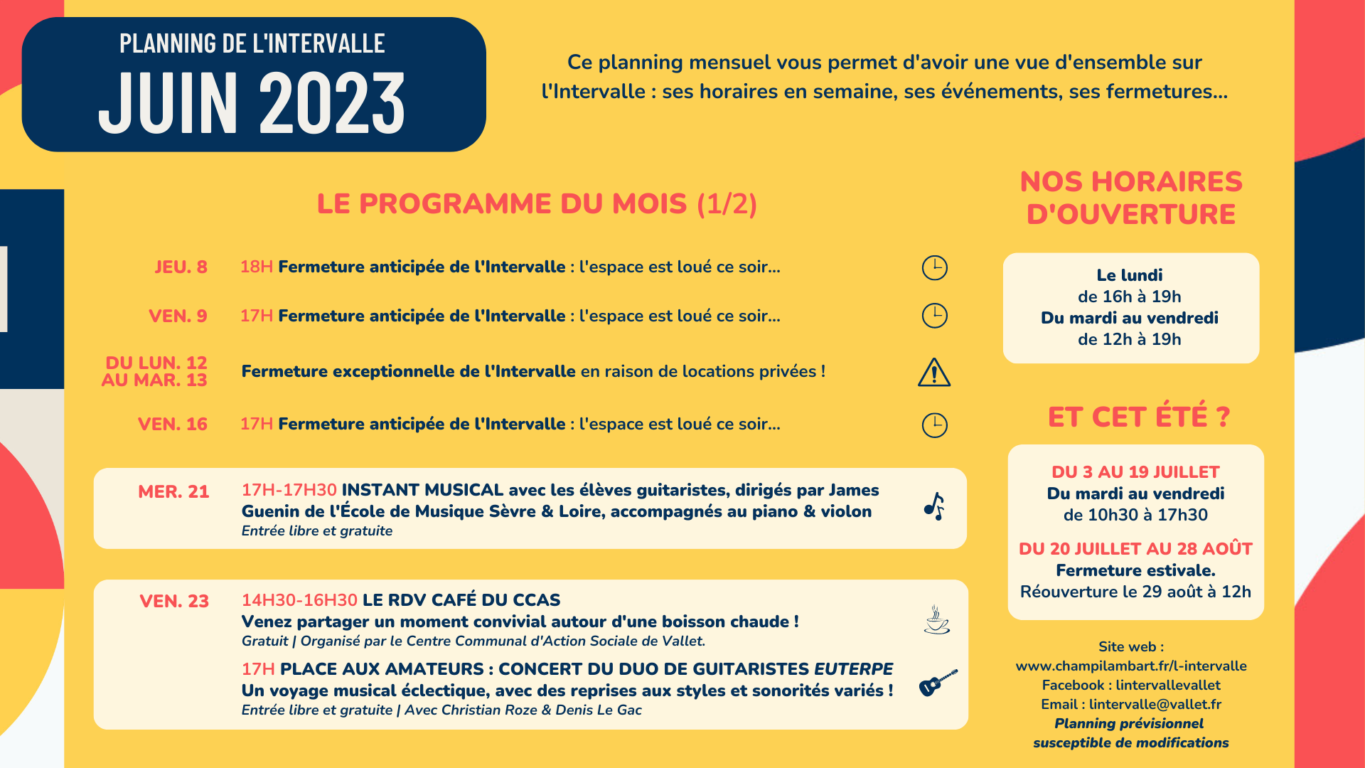 Planning juin 2023_1 | Site de la commune de Vallet